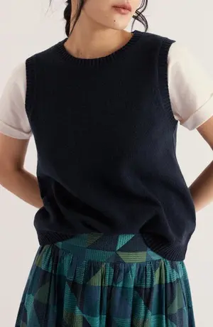 SEASALT CORNWALL East View Merino Blend Sweater Vest - Maritime