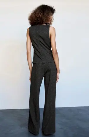 Mango Checked Wide Leg Jumpsuit