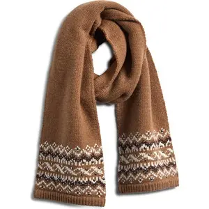 Rag & Bone Fallon Stud Fair Isle Wool Blend Scarf Camel Multi