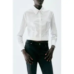 Mango Cropped Cotton Shirt - Off White