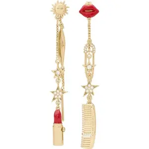 Kate Spade New York Caviar And Crimson Mismatched Linear Earrings - Red Multi