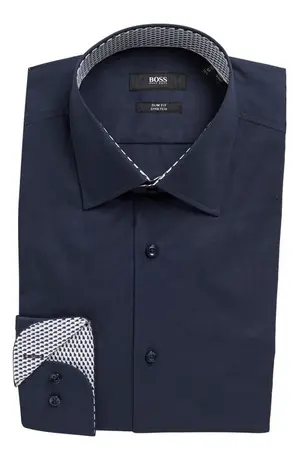 BOSS Hank Kent Long Sleeve Slim Fit Stretch Shirt