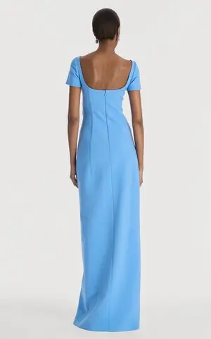 Oscar De La Renta Embroidered Alpine Meadow Wool-blend Gown