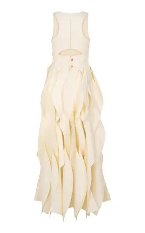 A.W.A.K.E. Mode Sculped Flared Stretch Crepe Maxi Dress