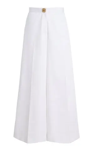 Oscar De La Renta Mid-rise Stretch-cotton Twill Wide-leg Pants - White