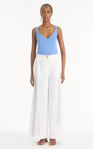 Oscar De La Renta Mid-rise Stretch-cotton Twill Wide-leg Pants