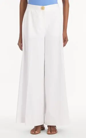 Oscar De La Renta Mid-rise Stretch-cotton Twill Wide-leg Pants