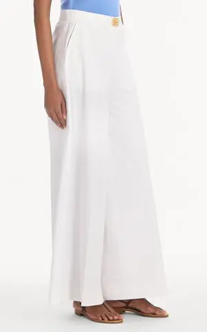 Oscar De La Renta Mid-rise Stretch-cotton Twill Wide-leg Pants