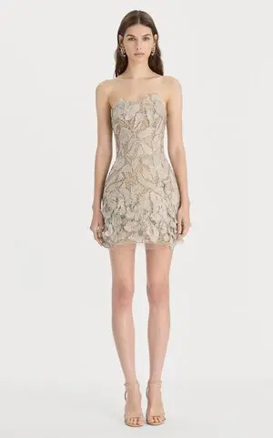 Oscar De La Renta Floral Threadwork Mini Dress
