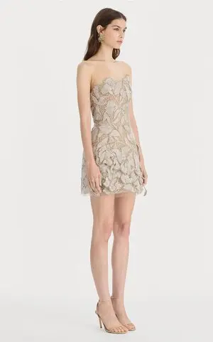 Oscar De La Renta Floral Threadwork Mini Dress