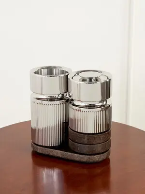 Christofle Club 30 Set Of Five Stainless Steel And Marble Bar Pieces - Silver