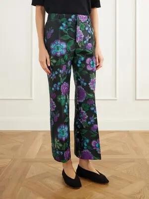 La DoubleJ Hendrix Floral-jacquard Straight-leg Pants