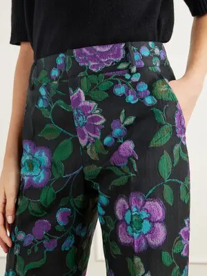 La DoubleJ Hendrix Floral-jacquard Straight-leg Pants
