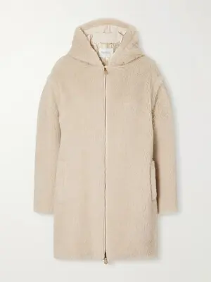 Max Mara Spadino Teddy Hooded Alpaca, Wool And Silk-blend Coat - Neutrals