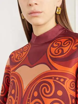La DoubleJ Make An Exit Printed Turtleneck Silk-twill Blouse