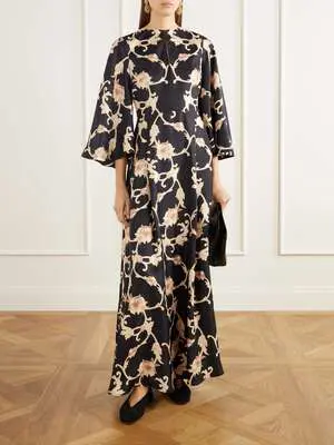 La DoubleJ Belle Floral-print Silk-twill Maxi Dress