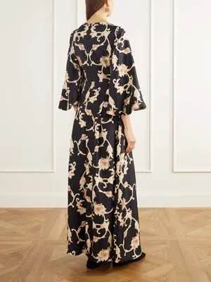 La DoubleJ Belle Floral-print Silk-twill Maxi Dress