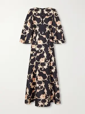 La DoubleJ Belle Floral-print Silk-twill Maxi Dress - Multi