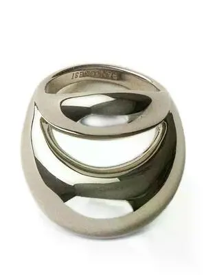 PANCONESI Double Blow Up Engraved-logo Ring - Silver