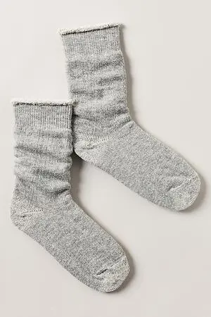 AMERICAN TRENCH The Sunday Terry Knit Crew Socks - Light Grey