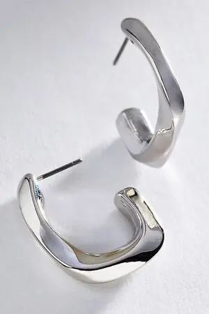 Anthropologie Textured Hoop Earrgs Silver