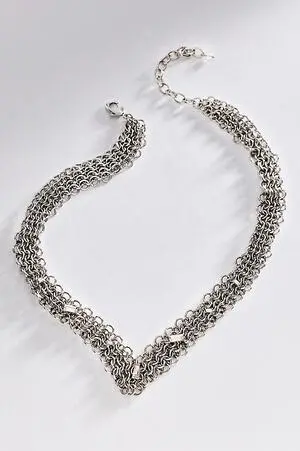 Anthropologie V-shaped Chamail Necklace - Silver