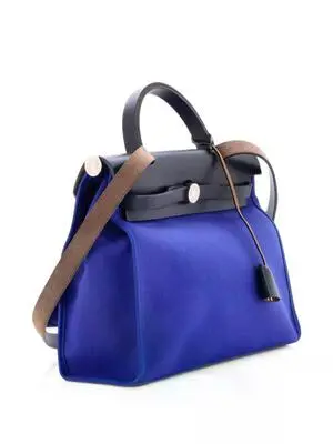 Hermès Herbag Zip Leather And Toile 31 Shoulder Bag - Blue