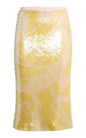 Etro Sequined Knee-Length Skirt Yellow