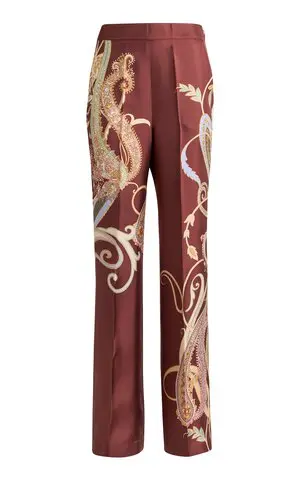 Etro Printed Silk Straight-leg Pants