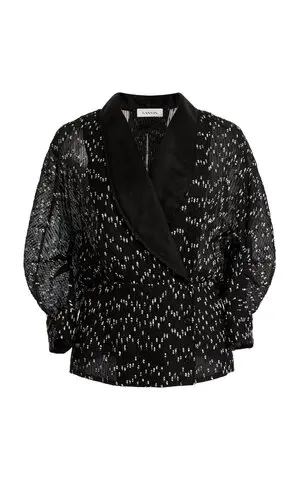 LANVIN Round-shoulder Wrap Cotton-blend Top