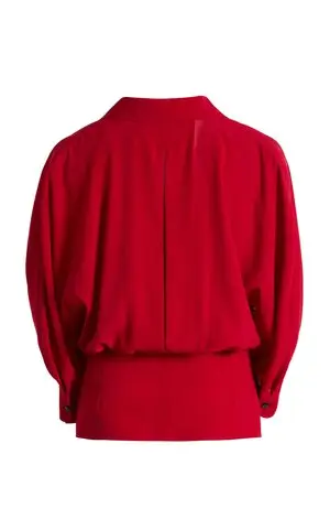 LANVIN Round-shoulder Wrap Cotton-linen Top