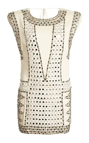 LANVIN Open-back Embroidered Silk-blend Top - Ivory