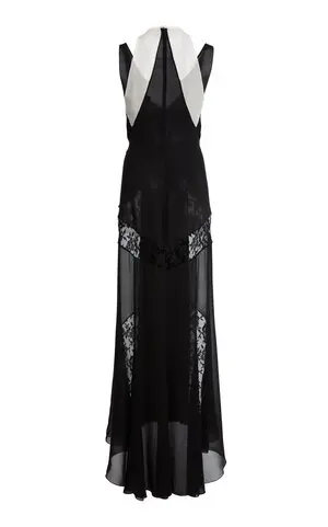 LANVIN Geometric Panel Silk-blend Maxi Dress