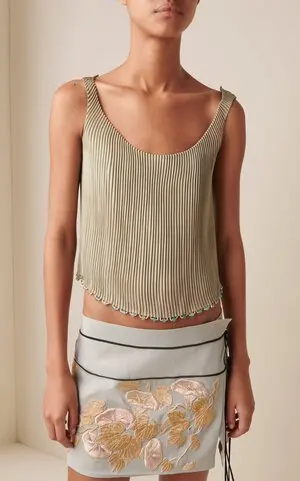 CONNER IVES Pleated Iridescent Tank Top
