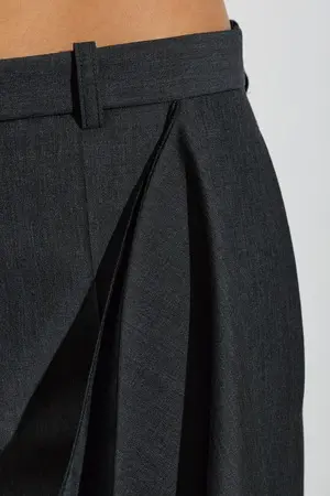 JIL SANDER Gray Wool Pleated Trousers