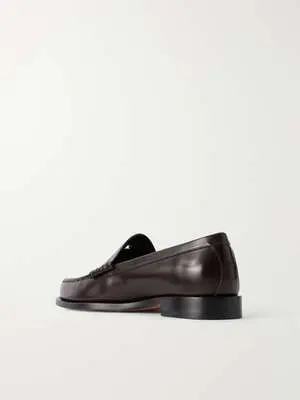 Celine Triomphe Cut-out Leather Loafers