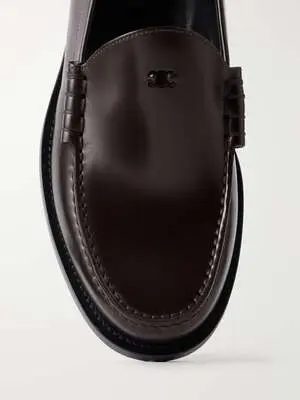 Celine Triomphe Cut-out Leather Loafers