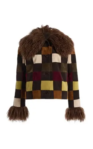 SIEDRES Ronch Fur-trimmed Suede Jacket