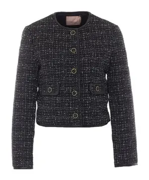 TWINSET Tweed Crewneck Cropped Jacket