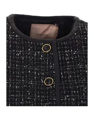 TWINSET Tweed Crewneck Cropped Jacket