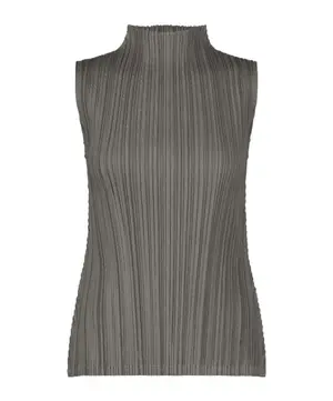 Issey Miyake Mellow High-neck Pleated Top - Gray