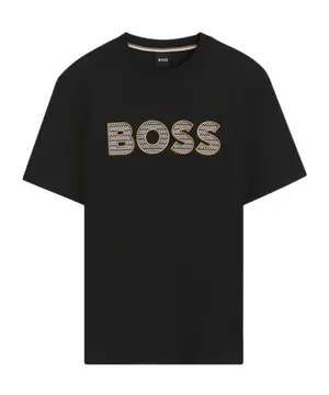 Hugo Boss Cotton-jersey T-shirt With Logo Artwork - Black