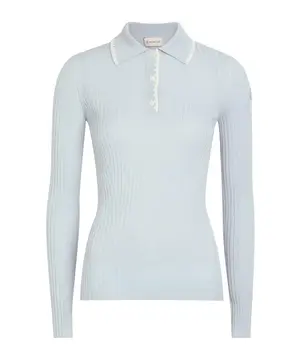 Moncler Long-sleeve Polo Shirt - Blue