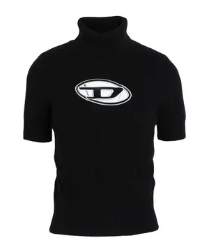 DIESEL® Solid Short-sleeve High-neck Knit Top