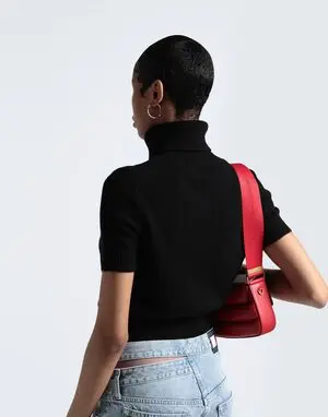 DIESEL® Solid Short-sleeve High-neck Knit Top