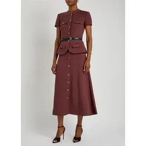 SELF-PORTRAIT Stand Collar Fitted Shirt Dress