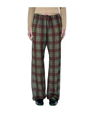 Dries Van Noten Drawstring Plaid Casual Trousers
