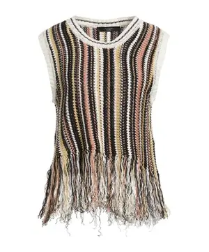 Max Mara Multicolored Linen Knit Sleeveless Top