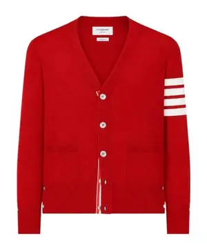 Thom Browne 4-bar Merino Wool Cardigan - Red