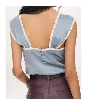 Chloé Fluid Lingerie Top In Washed Silk Satin Lace